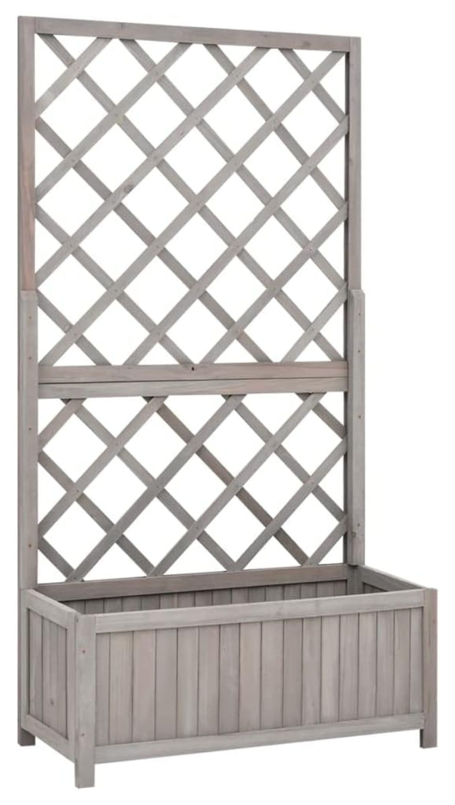 Wooden Garden Planter with Trellis Lattice Panels Freestanding Solid ...
