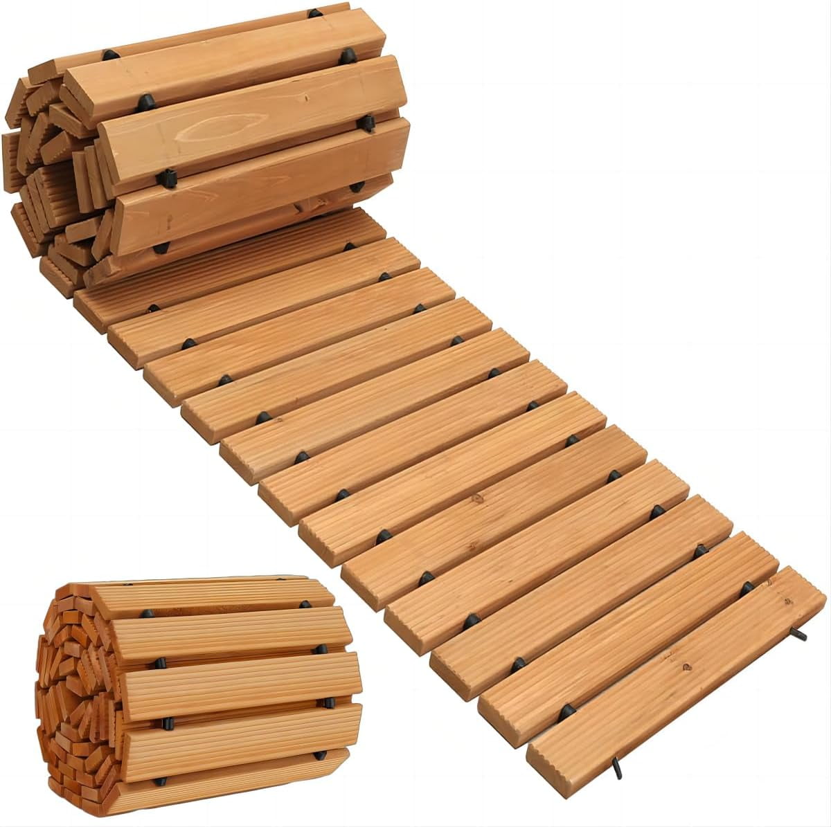 Wooden Garden Walkway (12' Straight Pathway) Roll Out Wooden Walkway Garden Pathway Cedar ...