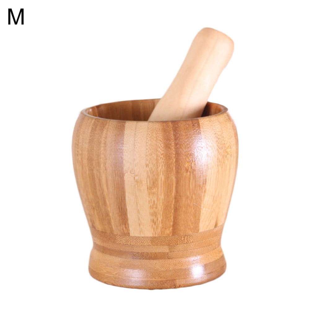 Wooden Garlic Masher Bowl Mashing Crushing Jar Mortar Pestle Set ...