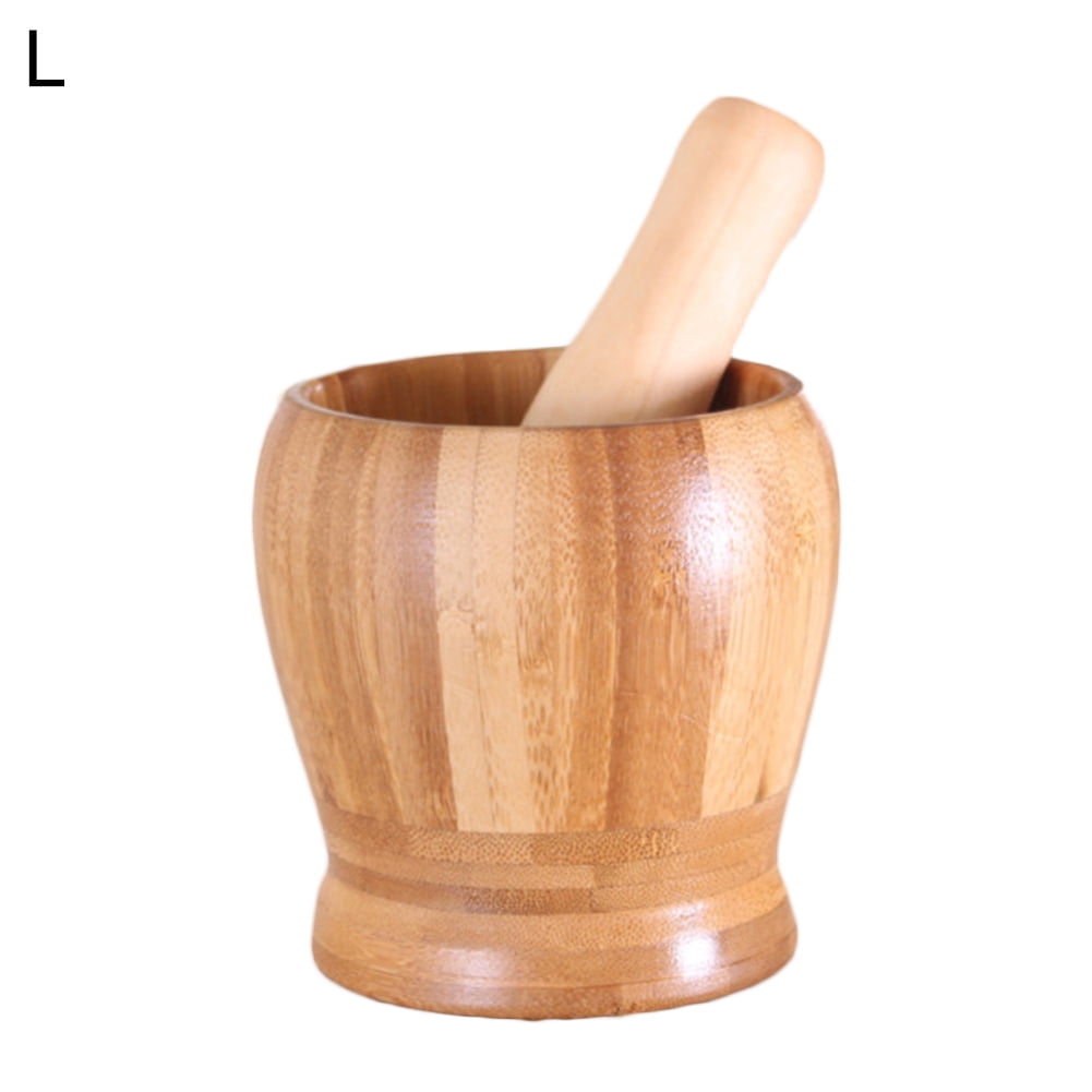 Wooden Garlic Masher Bowl Mashing Crushing Jar Mortar Pestle Set ...