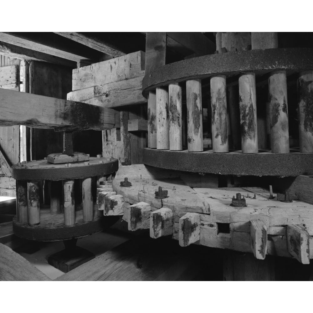 Wooden Gears Inside An Old Tide Mill. The Great Spur Wheel And Wallower ...