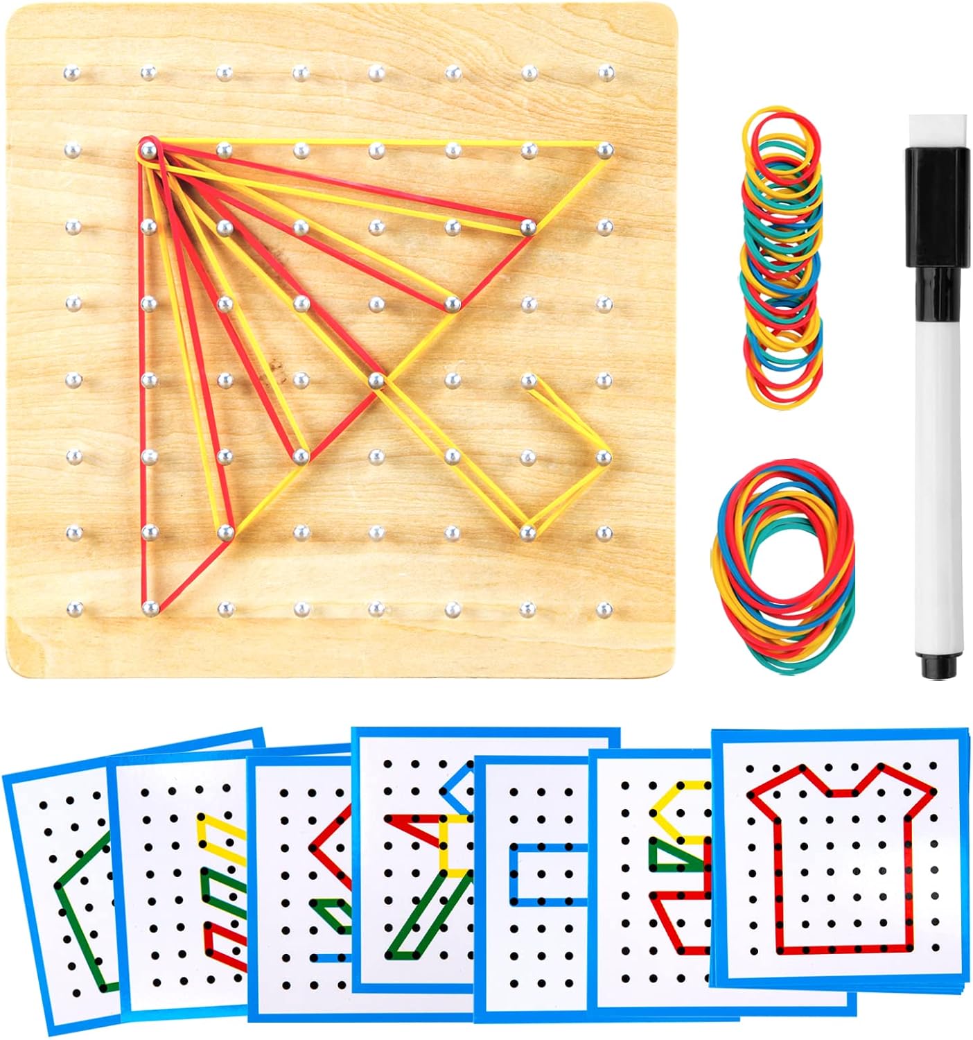 Wooden Geoboard,Montessori Toy,Graphical Mathematical Education Toy for ...
