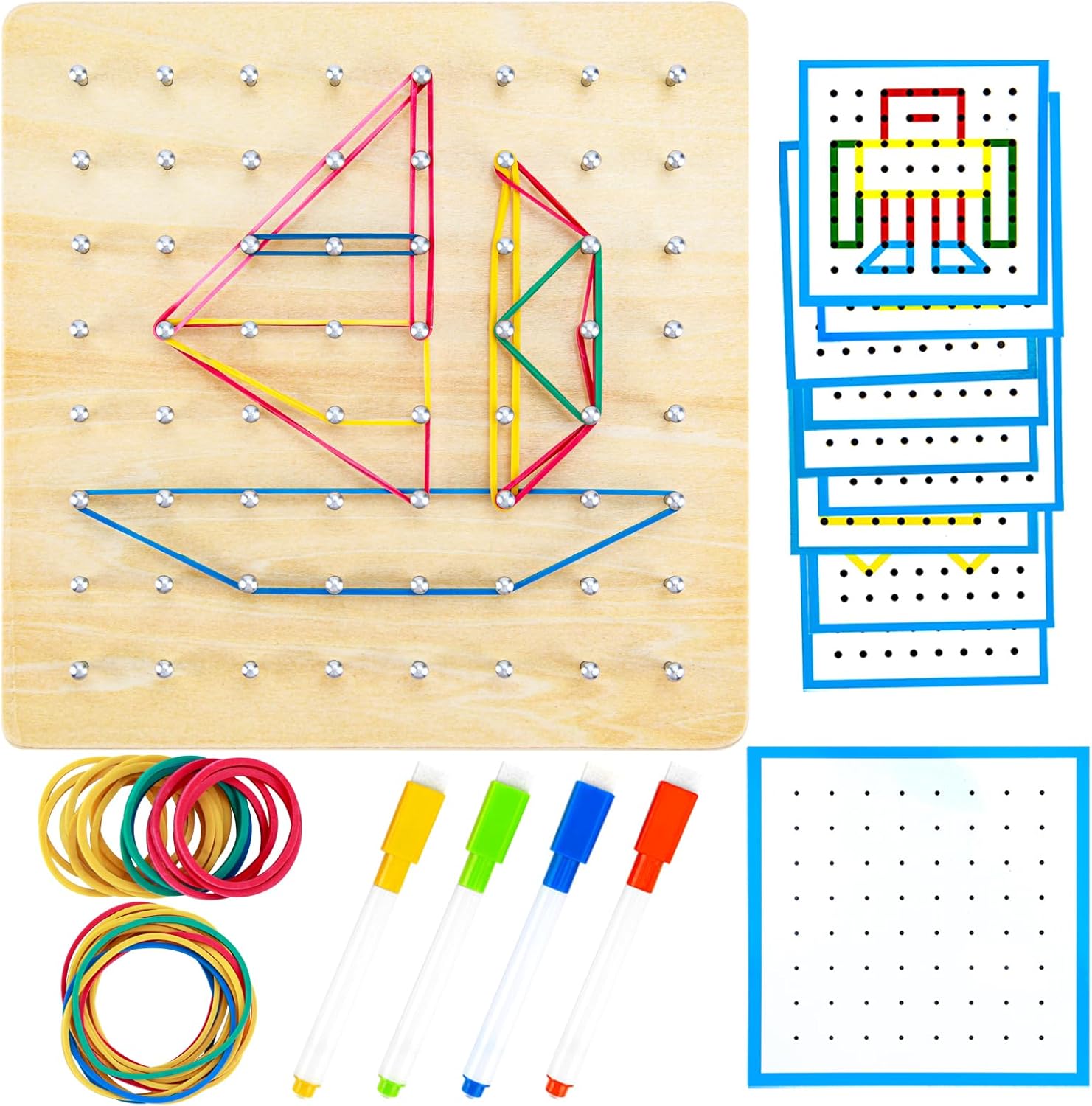 Wooden Geoboard,Montessori Toy,Graphical Mathematical Education Toy for ...