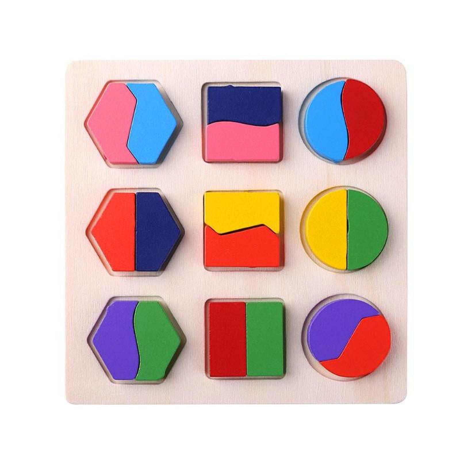 Wooden Geometric Shapes Montessori Puzzle Sorting Math Bricks Preschool ...