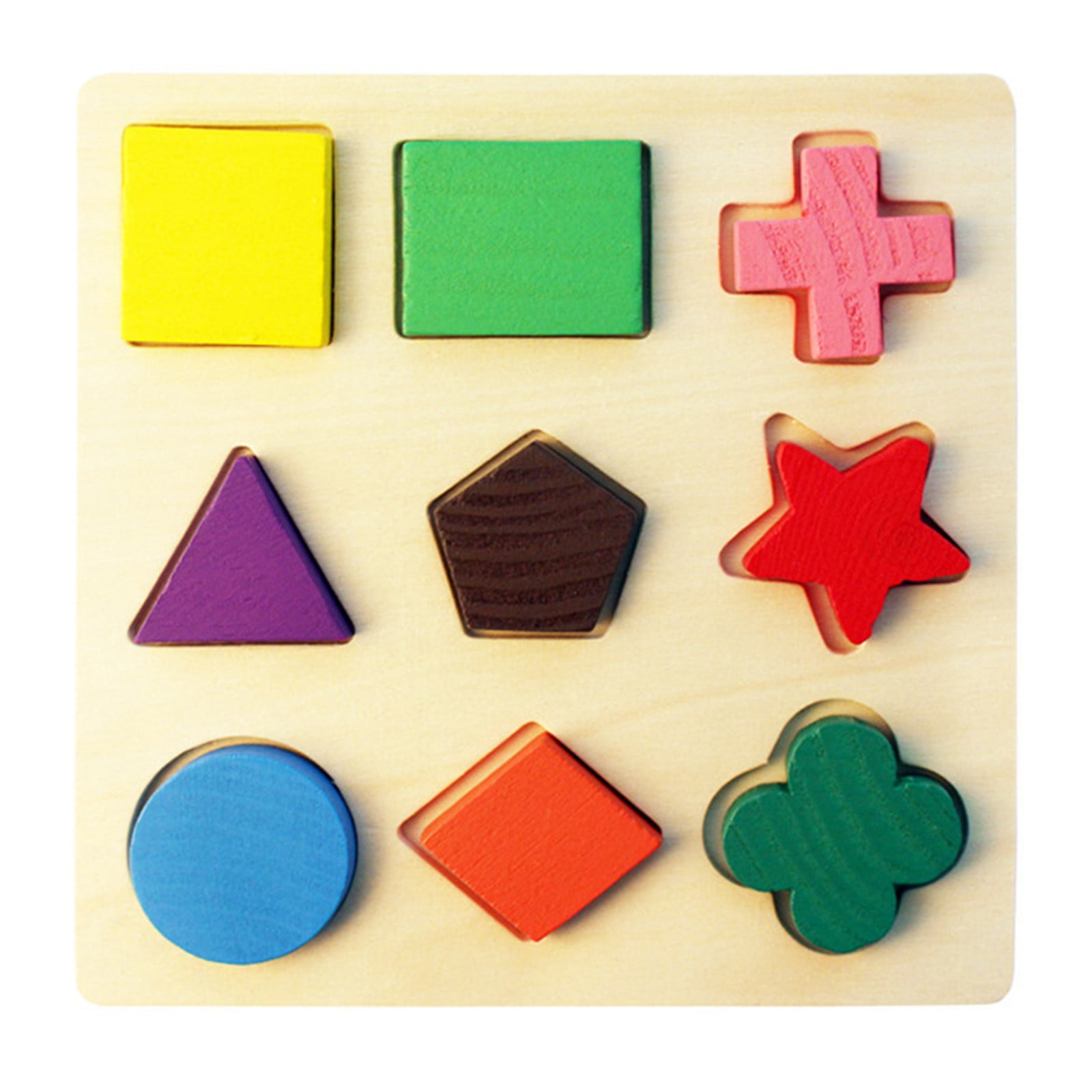 Wooden Geometric Shapes Puzzle Sorting Math Bricks Preschool Learning ...