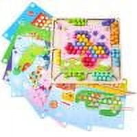 Wooden Go Game Set, Dots Beads Board Game Toy, Rainbow Bead Clip Puzzle ...