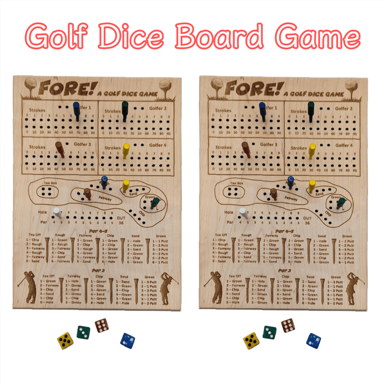 Wooden Golf Dice Board Game, A Portable Tabletop Fun Activity for ...