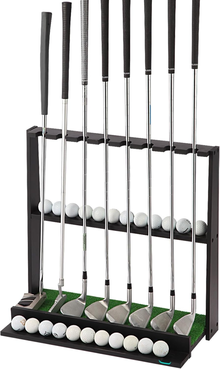 Wooden Golf Putter Stand with Ball Storage - Holds 8 Clubs & 22 Golf ...