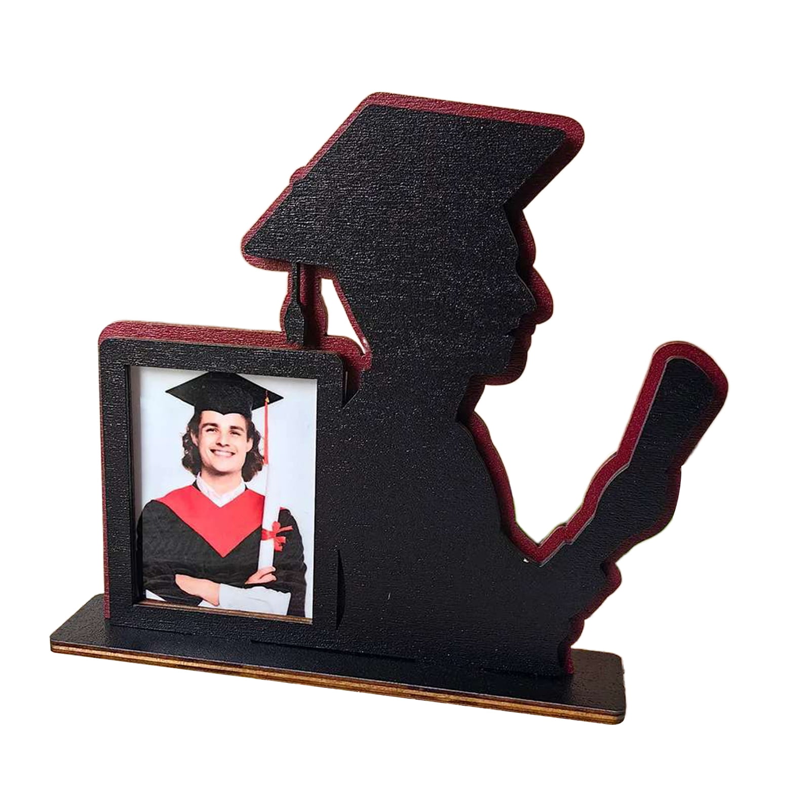 Wooden Graduation Photo Frame Grad Hat Graduates Outline Desktop ...