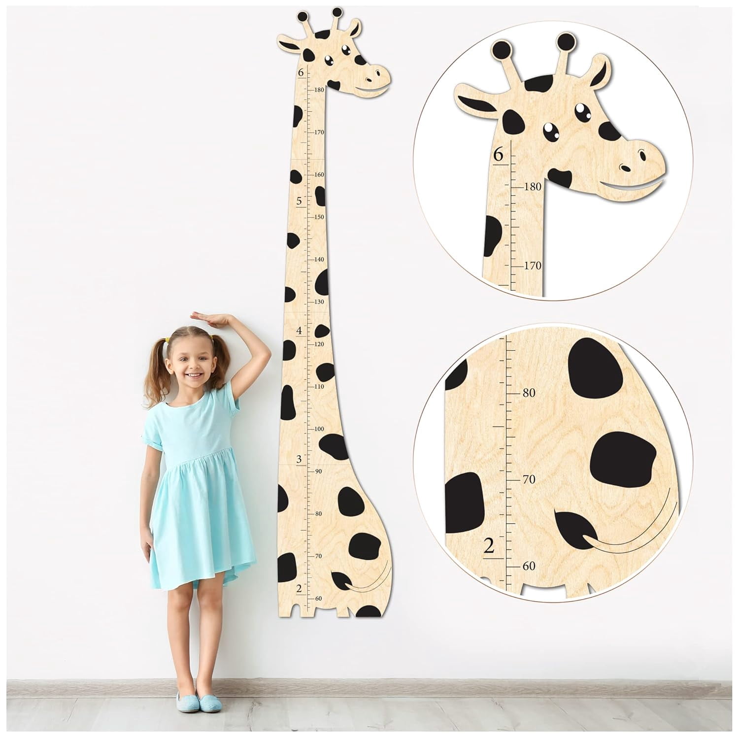 Wooden Growth Chart for Kids, Boys & Girls | Cute Giraffe, Custom ...