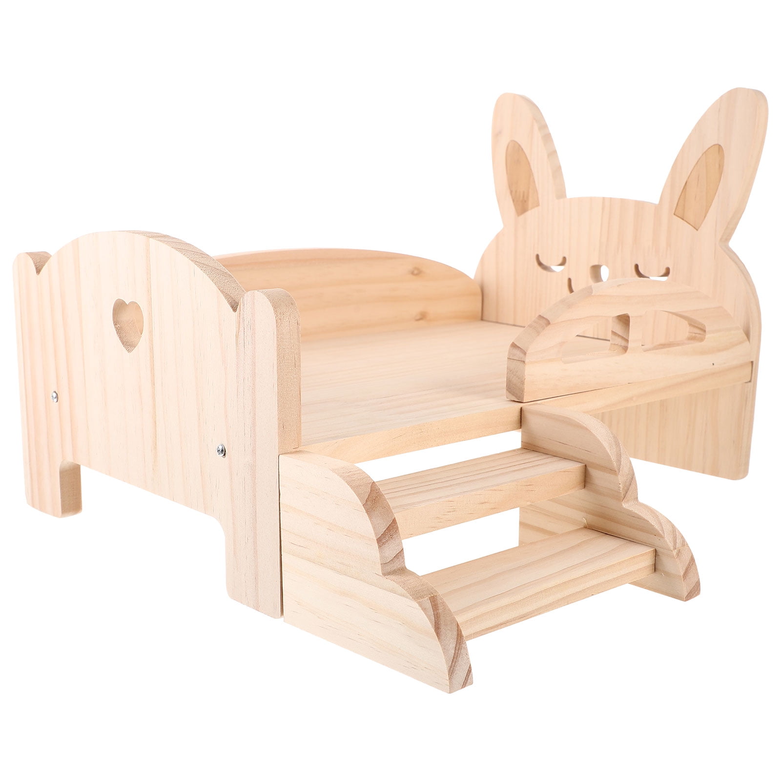 Wooden Guinea Pig Bed with Stairs Washable Small Animal Platform ...