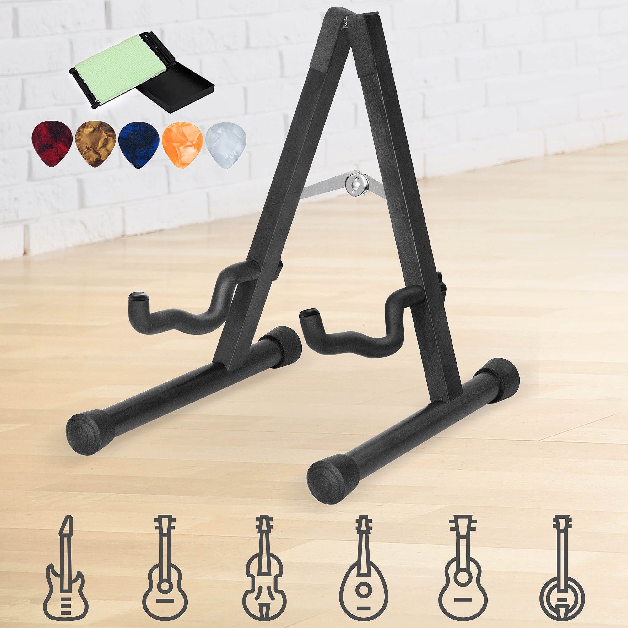 Wooden Guitar Stand, Guitar Stand Acoustic with Foam Pad, Adjustable ...
