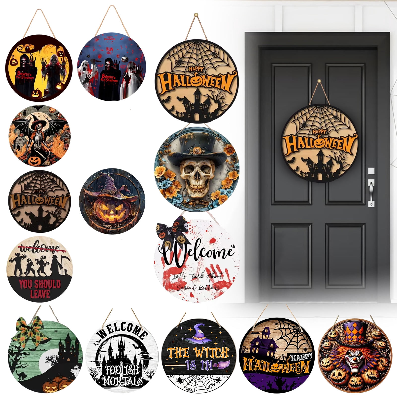 Wooden Halloween Sign, Halloween Front Door Decor, Vintage Halloween ...