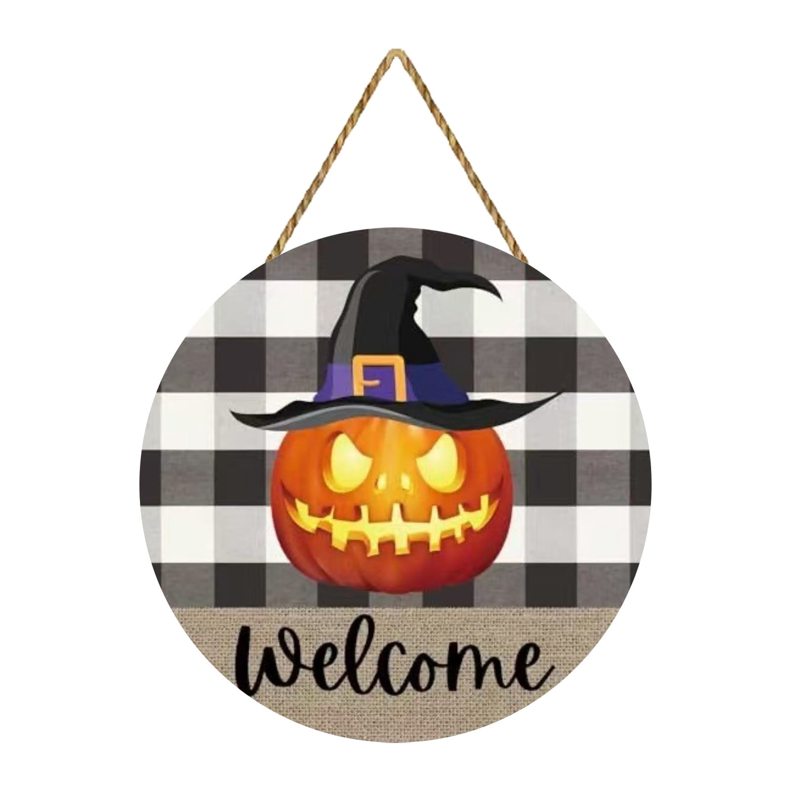 Wooden Halloween Welcome Sign with Pumpkin - Rustic Fall Door Decor ...