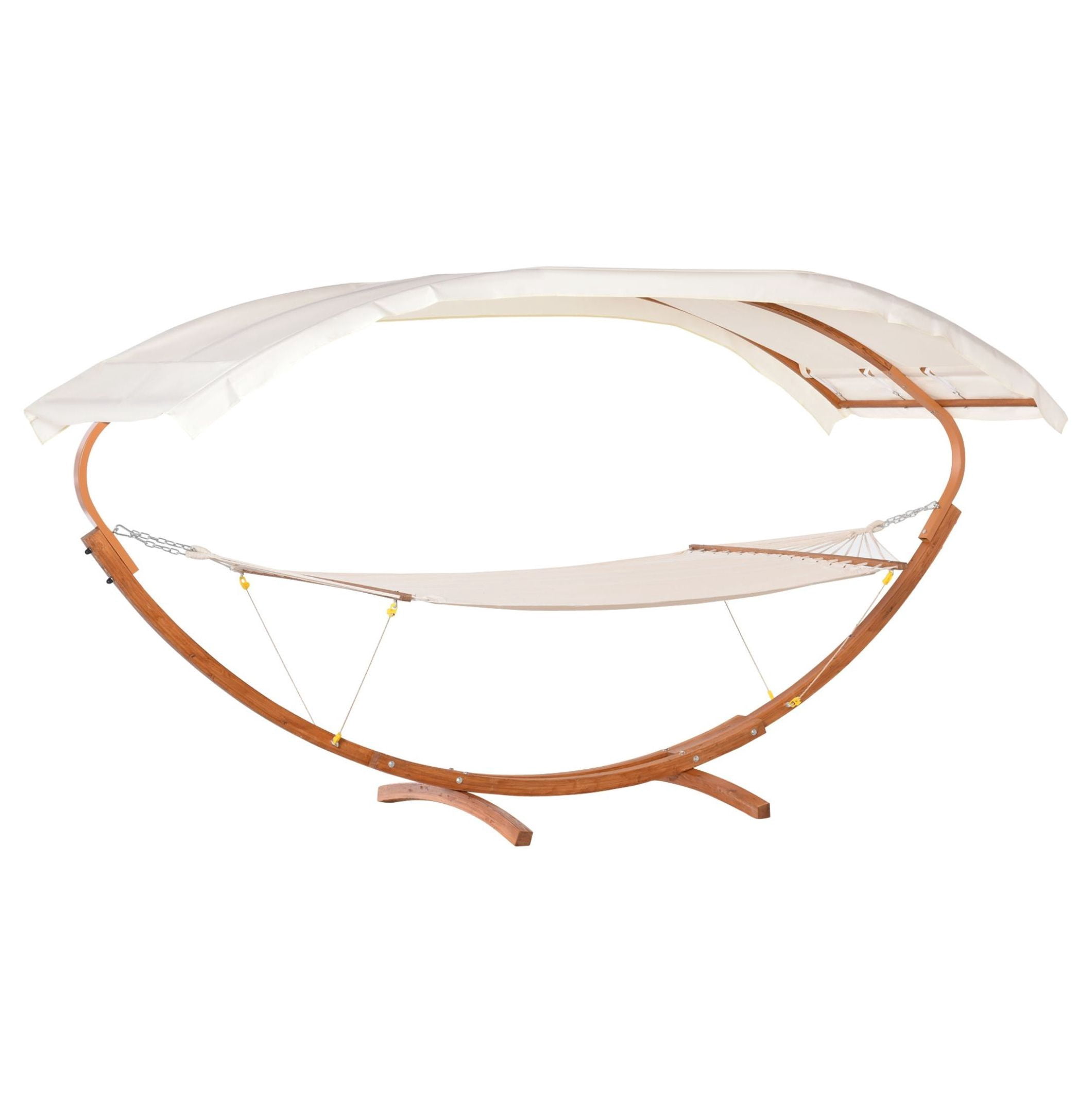 Wooden Hammock Stand with Canopy - Outdoor Relaxation Bed - White Larch ...