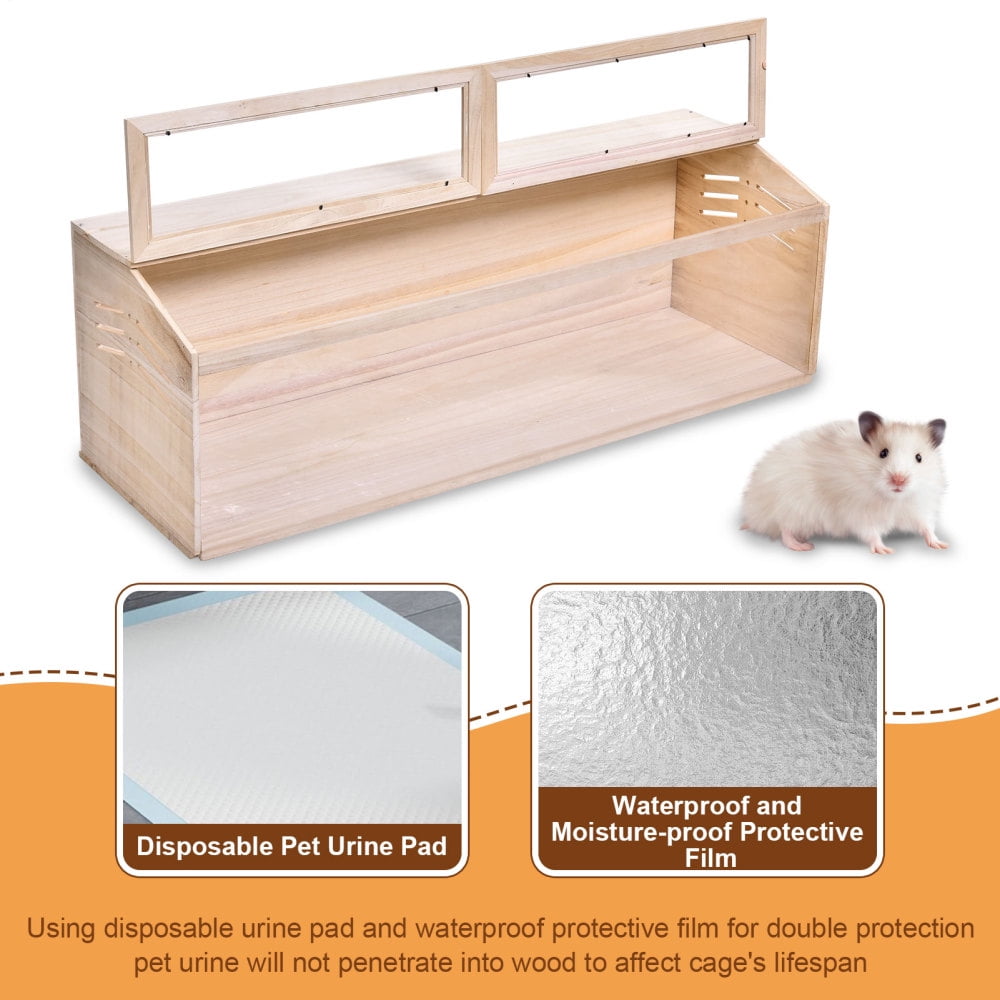 Wooden Hamster Cage, 120*40*40cm Wood Hamster Box, Small Animal Cage ...