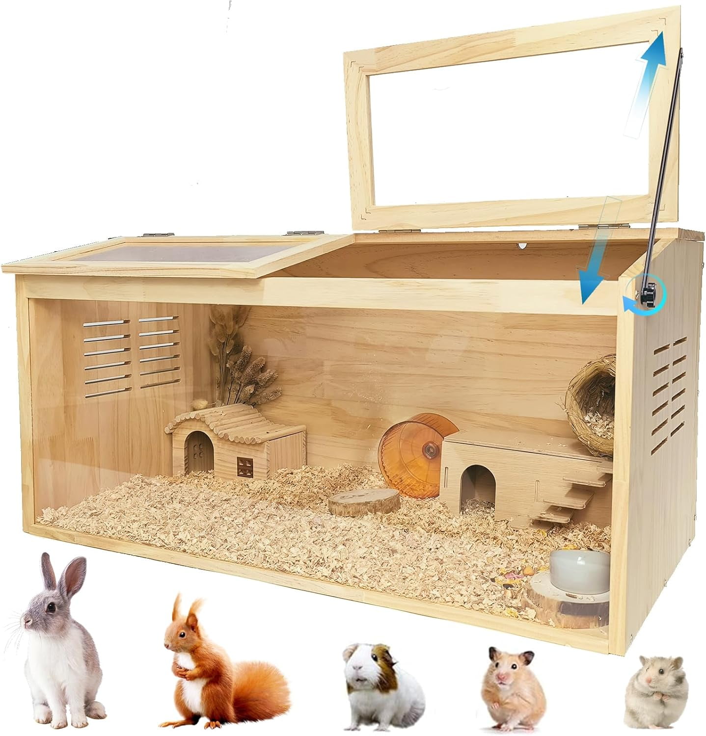 Wooden Hamster Cage,32" Lx16 Wx16 H,Animal Cabinet for Dwarf Syrian ...