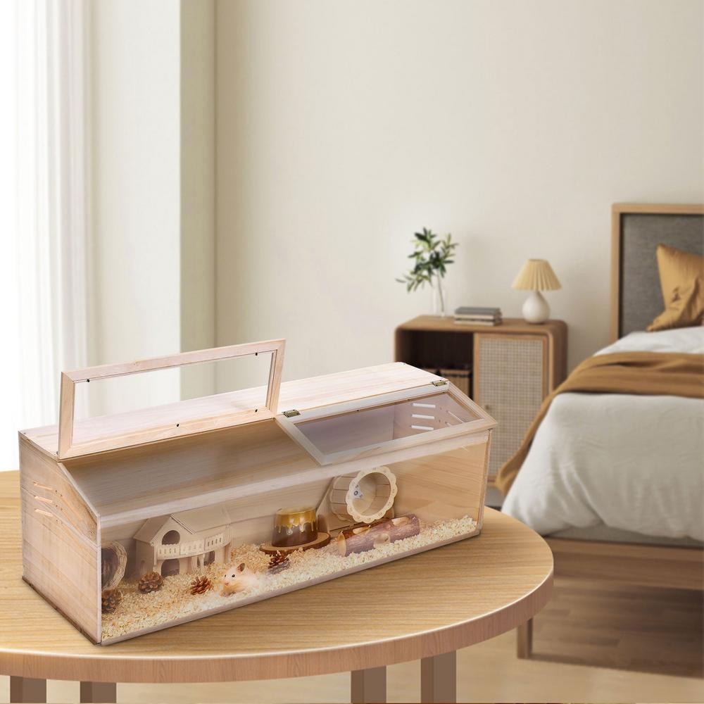 Wooden Hamster Cage, 47 Inch Hamster House with Openable Acrylic Top ...