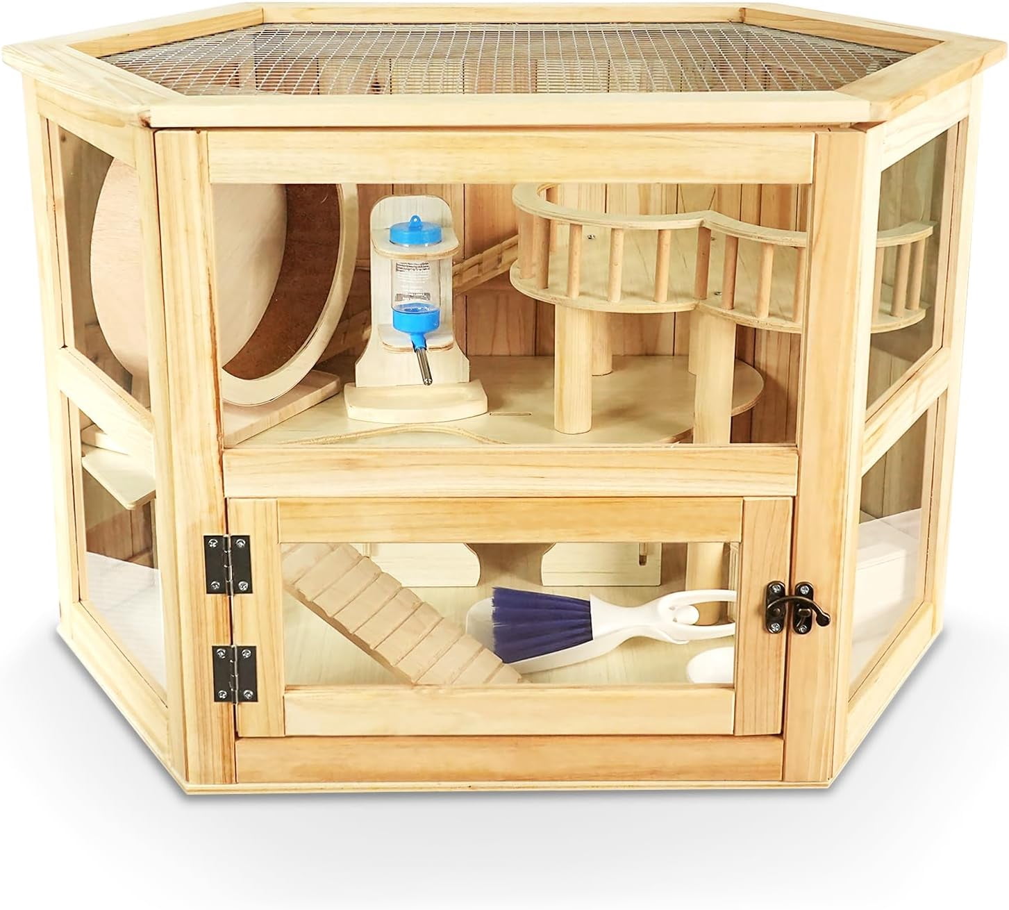 Wooden Hamster Cage Large 3-Tier Indoor Habitat - Openable Top with ...