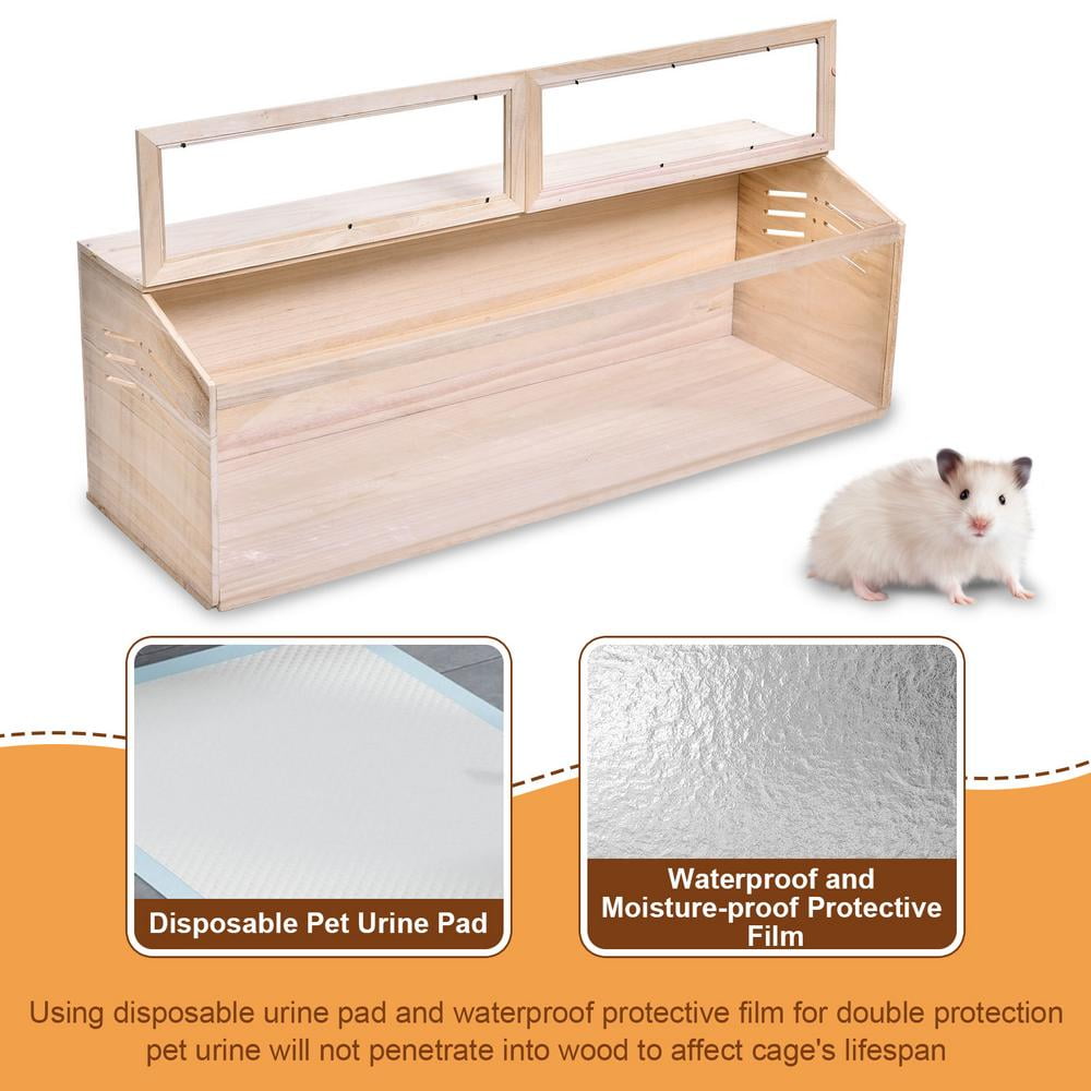 Wooden Hamster Cage, Large Hamster Cages and Habitats Chewproof, with 2 ...