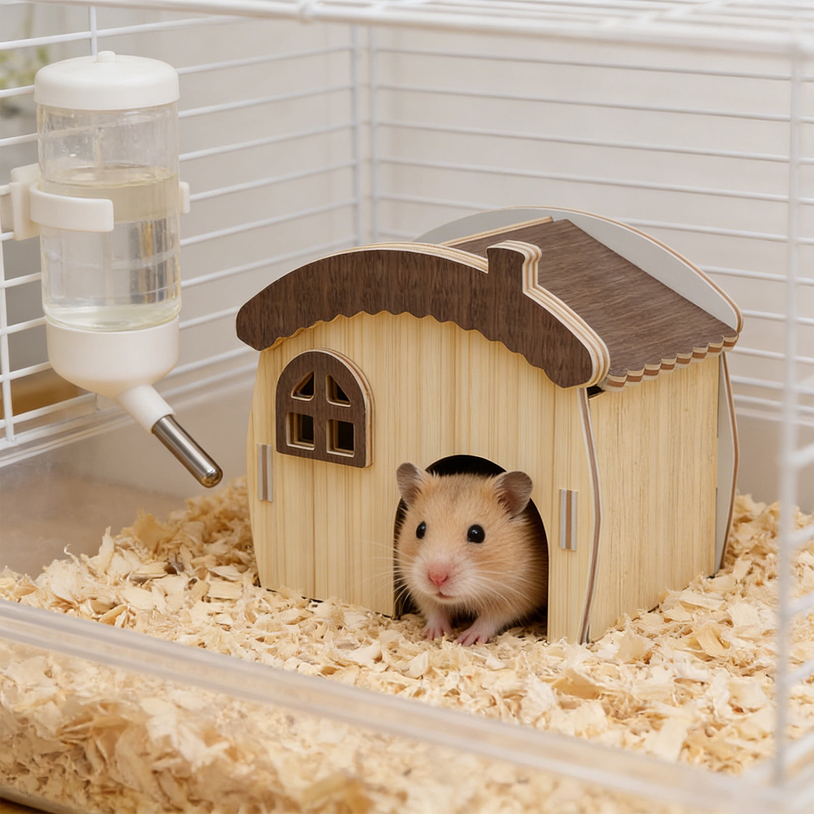 Wooden Hamster Hideout House, Tiny Hamster Maze Wood House, Fun Slide ...