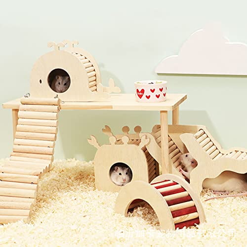 Wooden Hamster House, Hamster Hideout Hut Arched Hideout Small Animal ...