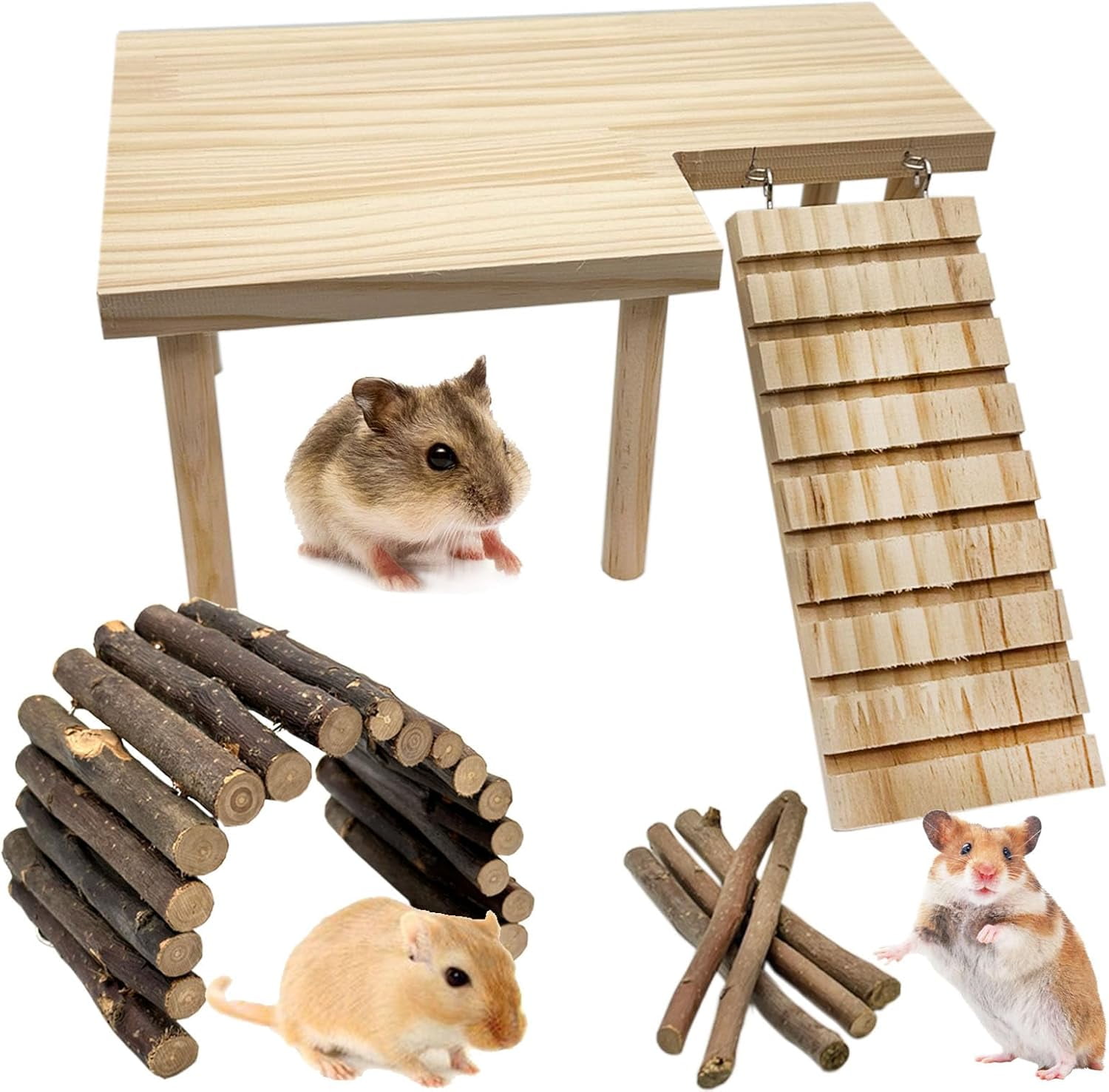 Wooden Hamster Platform with Legs, Small Syrian Hamsters Climbing ...