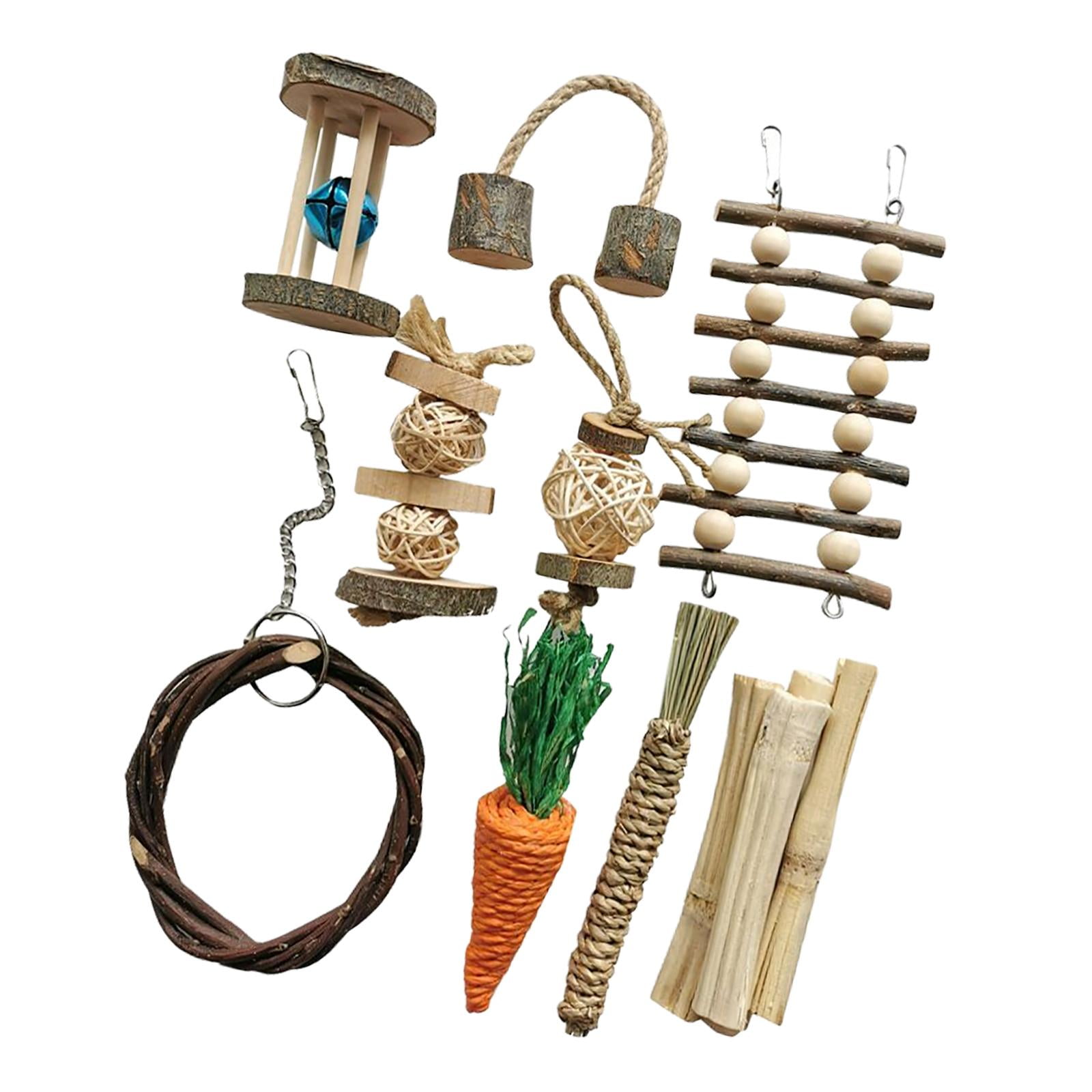 Wooden Hamster Toys Set,Guinea Toys Natural Wood Rabbit Rat Bunny ...