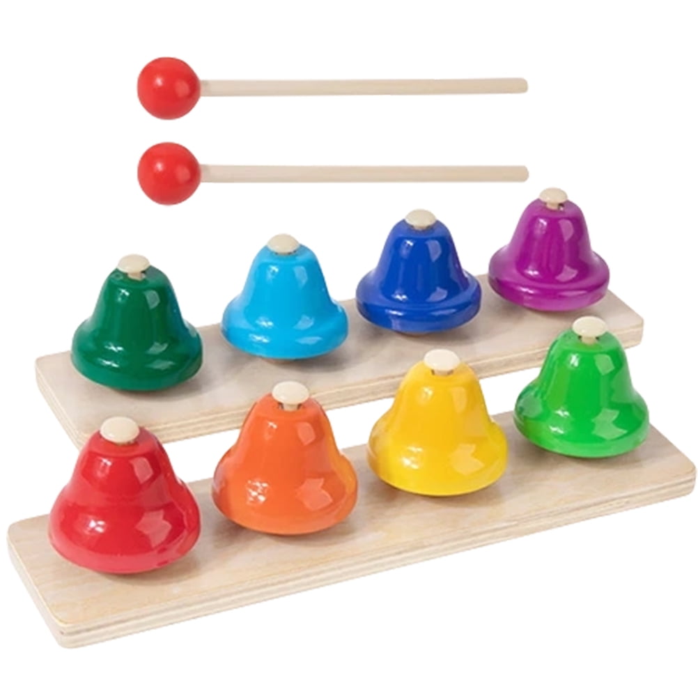 Wooden 8-Tone Hand Bell Set for Kids Early Education Toy with ...