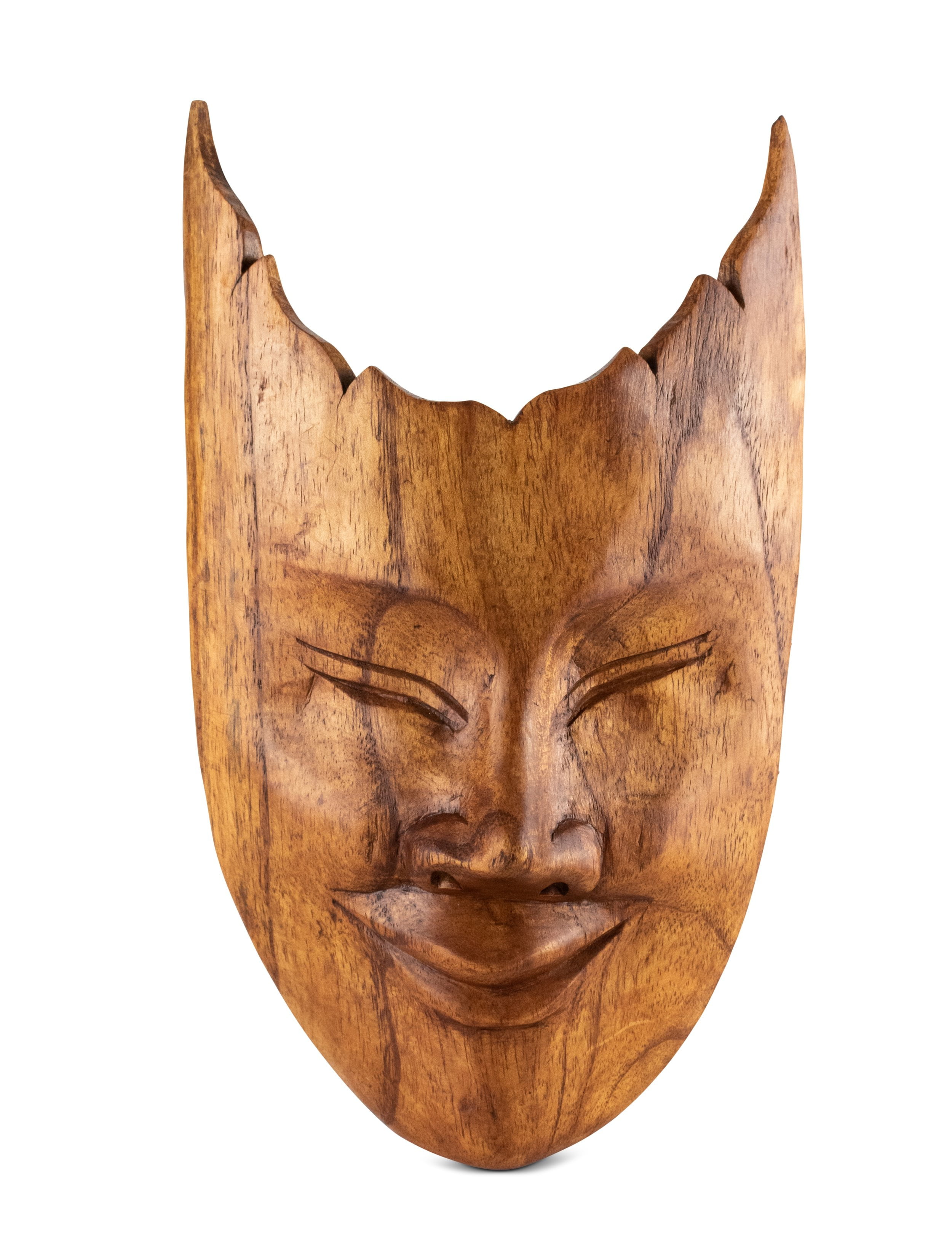 Wooden Hand Carved Abstract Mask Brown Wall Plaque Hanging Home Decor ...