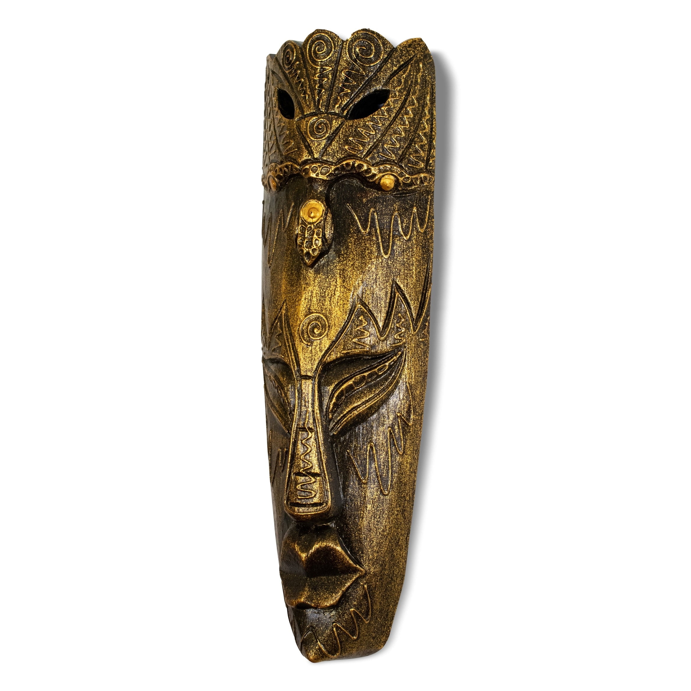 Wooden Hand Carved Gold Peacock Mask Wall Plaque Hanging Home Decor ...