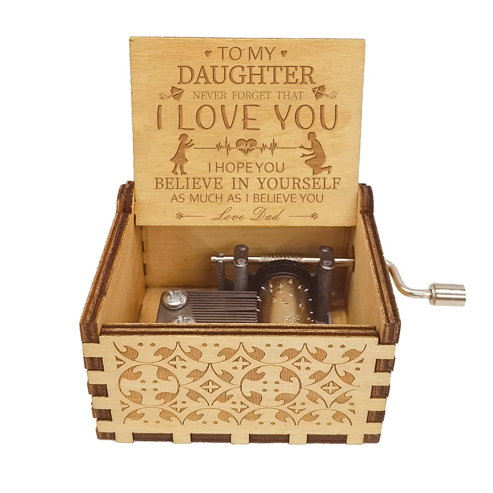 Wooden Hand Crank Musical Box Best Gift for Kids Friends Hollow Laser ...