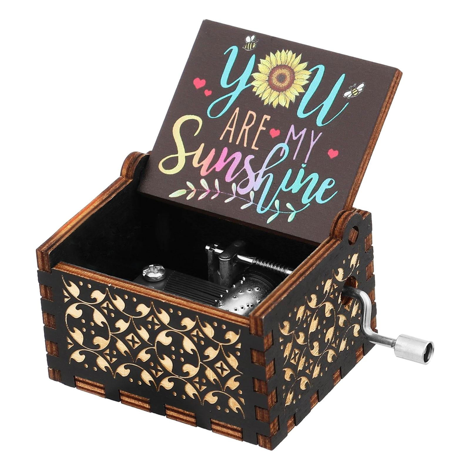 Wooden Hand Crank Musical Box Classic Hand Operated Retro ''you Are My ...