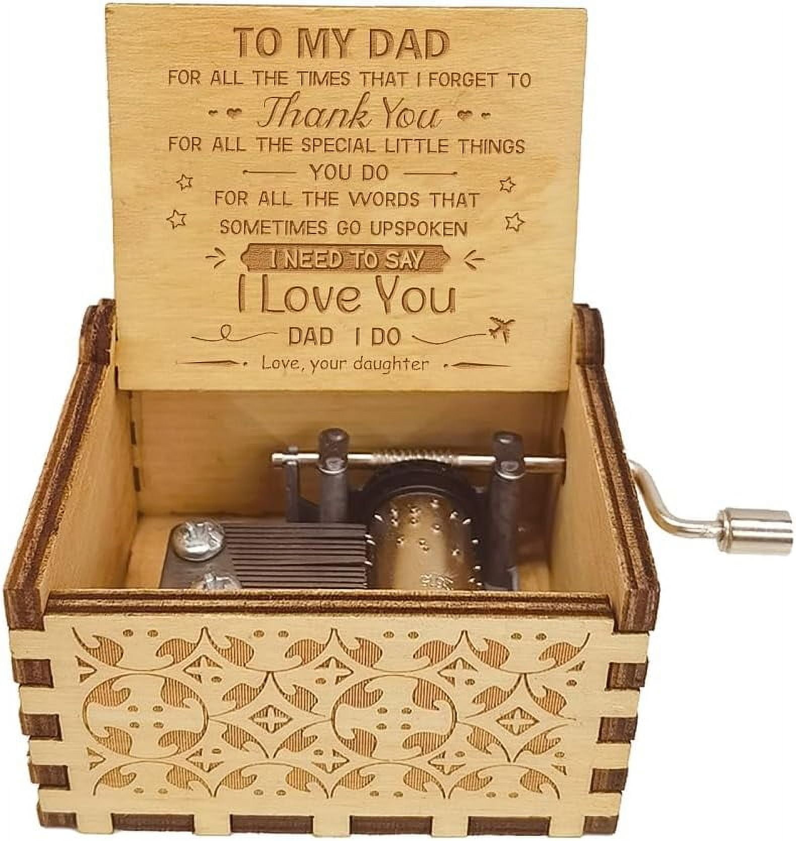 Wooden Hand Crank Musical Box Hollow Cut Wood Shape Design Song: You ...