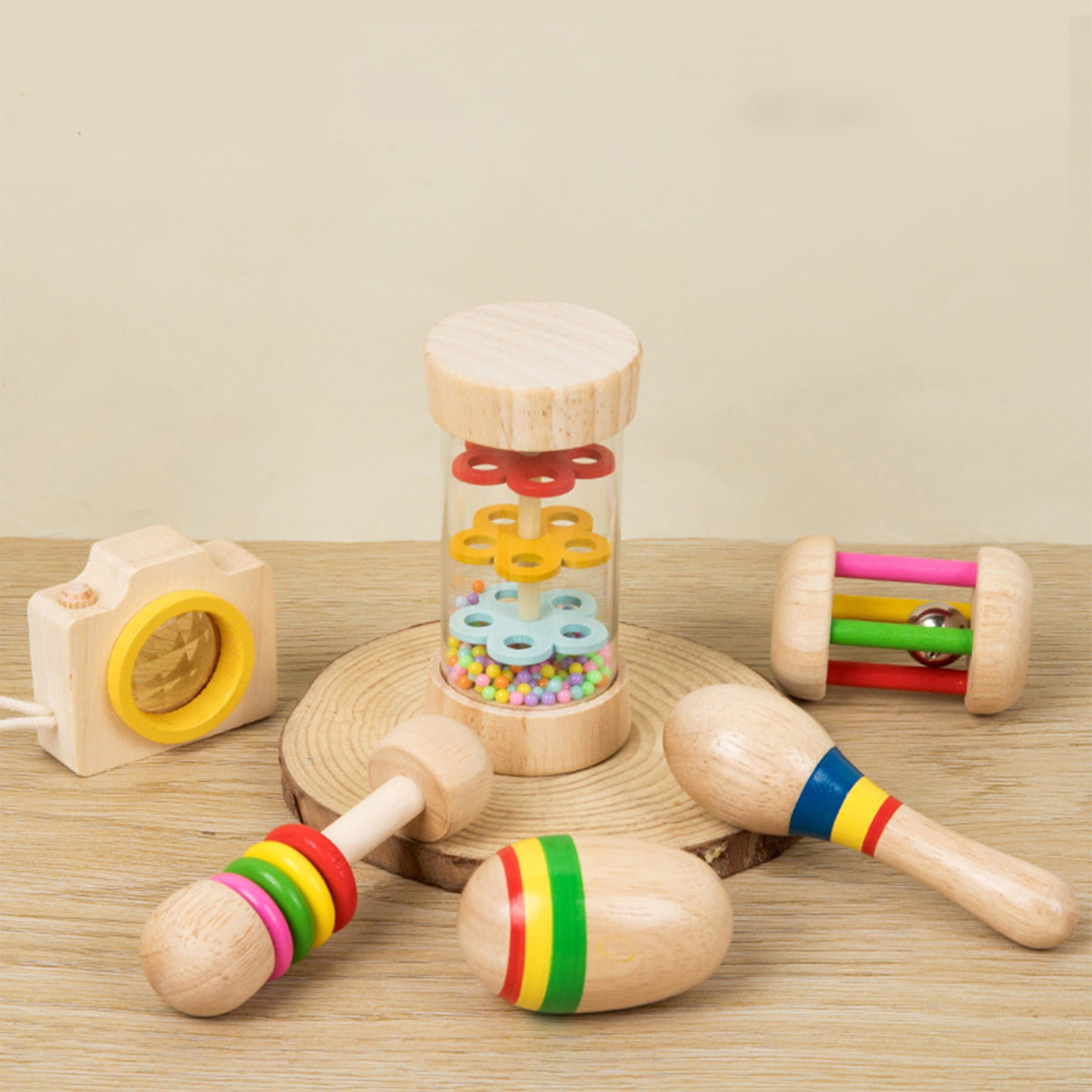 Wooden Hand Crank Musical Instrument Set | 6 Piece Combo with Rain Tube ...