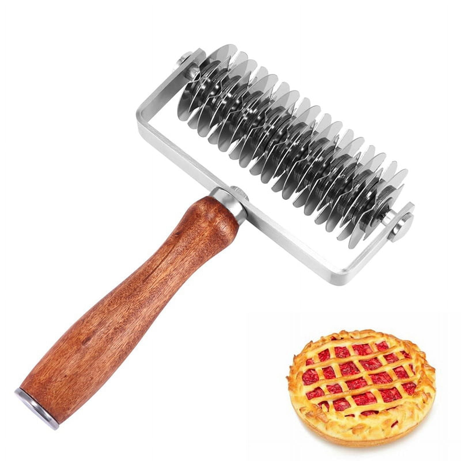 Wooden Handle Dough Lattice Roller Cutter - Premium Stainless Steel for ...