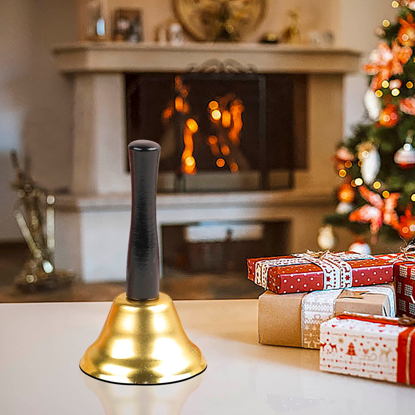 Wooden Handle Hand Cranking Bell Gold And Bell Decorative Items Class ...