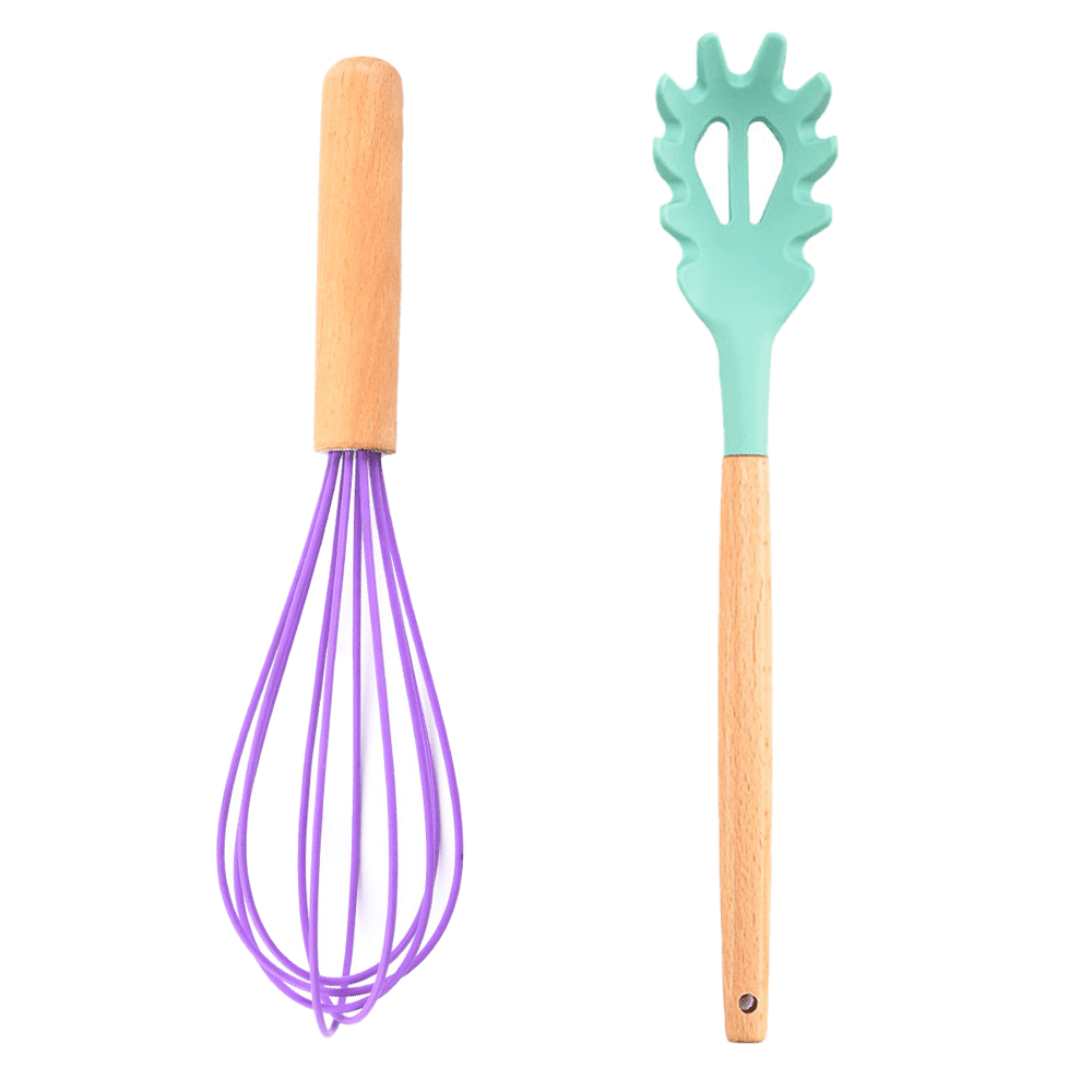 Wooden Handle Kitchen Utensils Silicone Cooking Utensils Set,Safety ...