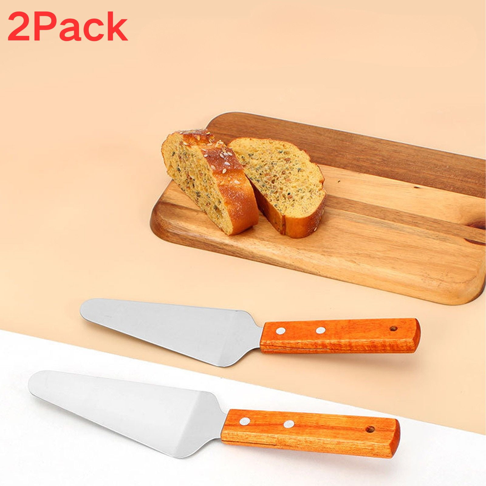 Wooden Handle Pizza Spatula Set Stainless Steel Pie Spatula Frying ...