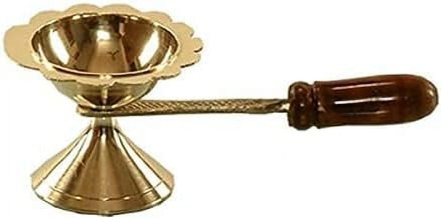 Wooden Handle Pooja Dhoop Akhand Diya Deepak Dhoop Dani Kapoor Aarti Lamp for Temple Home ...