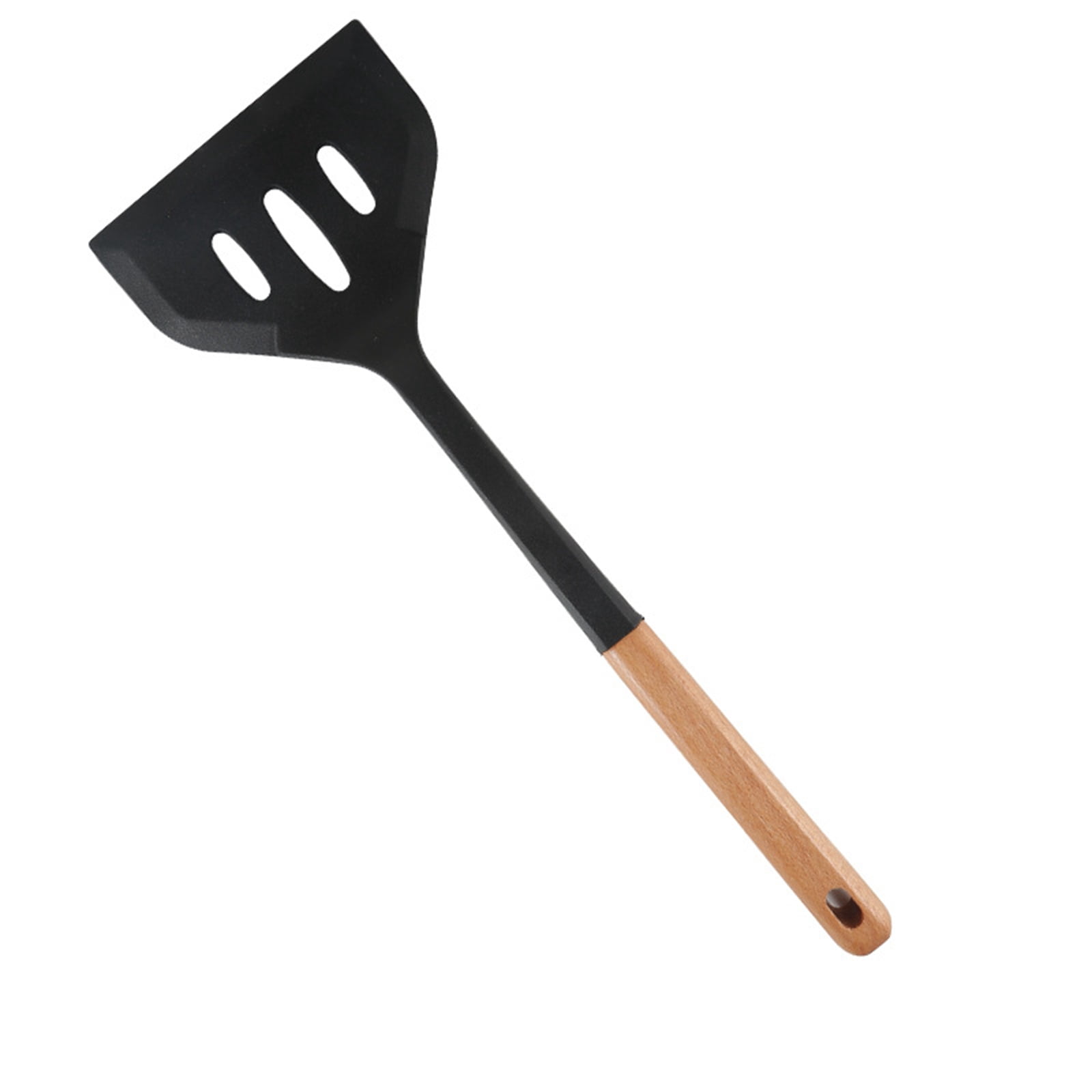 Wooden Handle Silicone Cooking Spatula, Large Slotted Spatula For ...