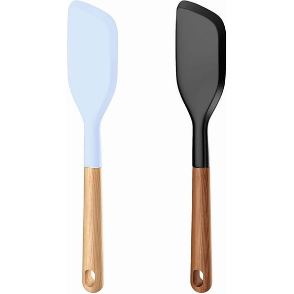 Wooden Handle Silicone Rubber Spatula Set for Kitchen Baking, Cooking ...