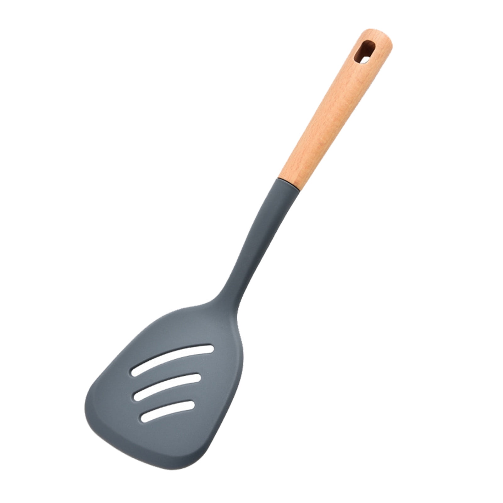 Wooden Handle Silicone Spatula Rice Spoon Non Stick Vertical Stand ...
