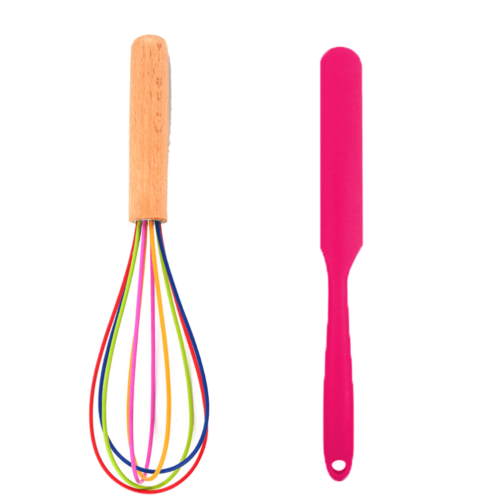 Wooden Handle Silicone Utensils 2 Piece Mini Kitchen Utensil Set ...