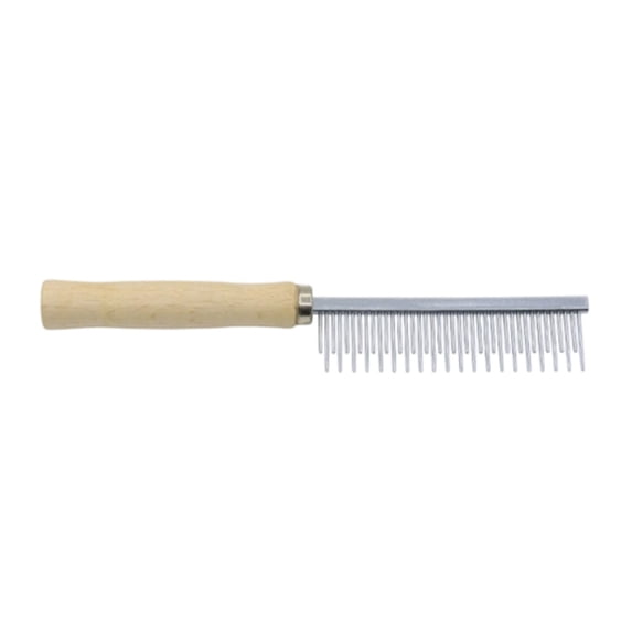 Wooden Handle Stainless Steel Pet Grooming Comb, Gentle Metal Teeth ...
