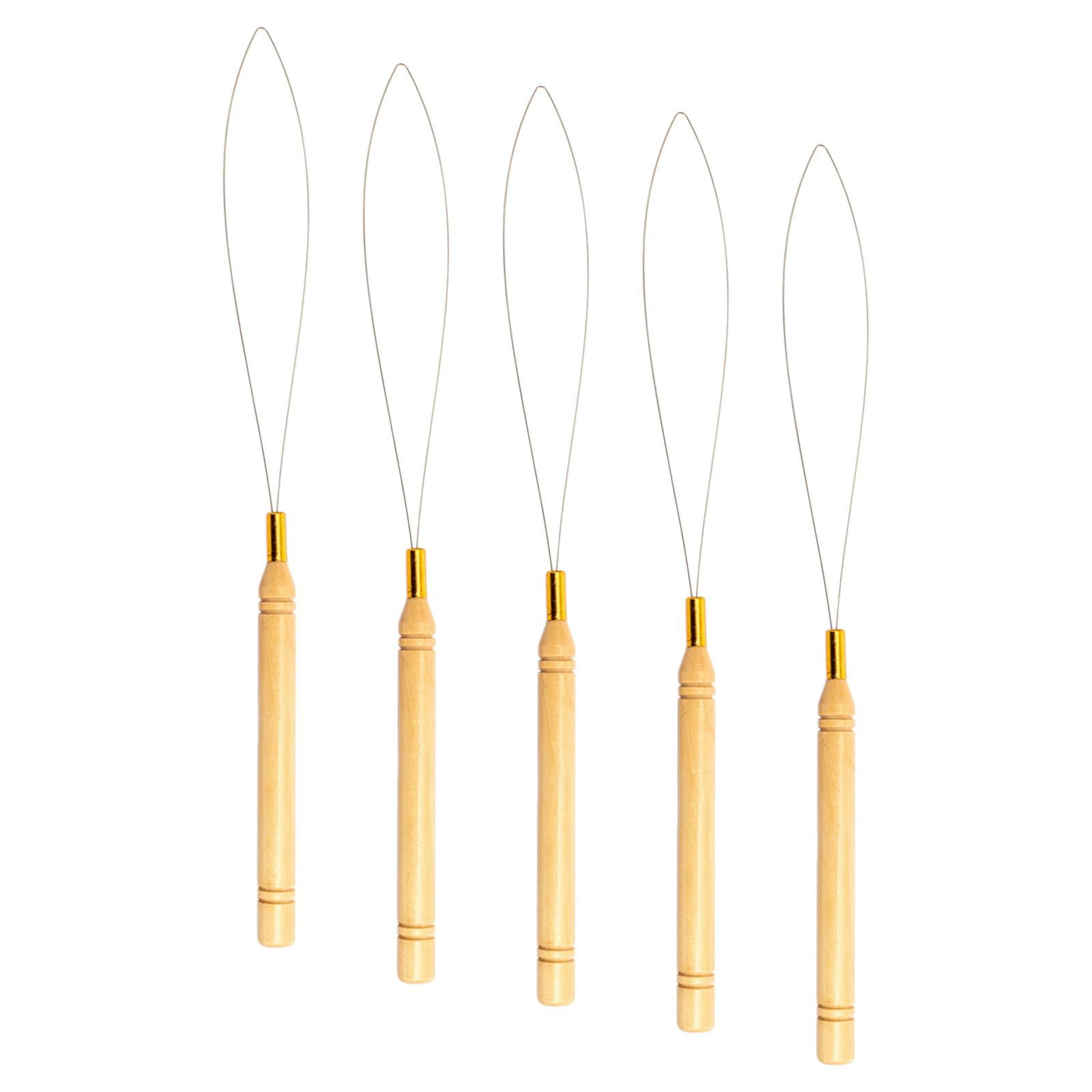 Wooden Handle Threader Gadget Sewing Loop Turner Hook Wire Pulling loop ...