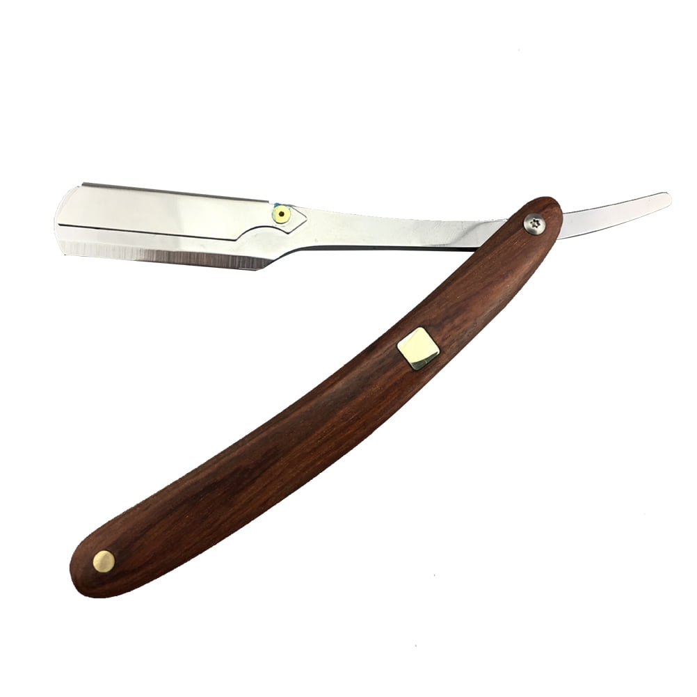Wooden Handle Vintage Straight Barber Razor Set 1 Piece Steel Blade for ...