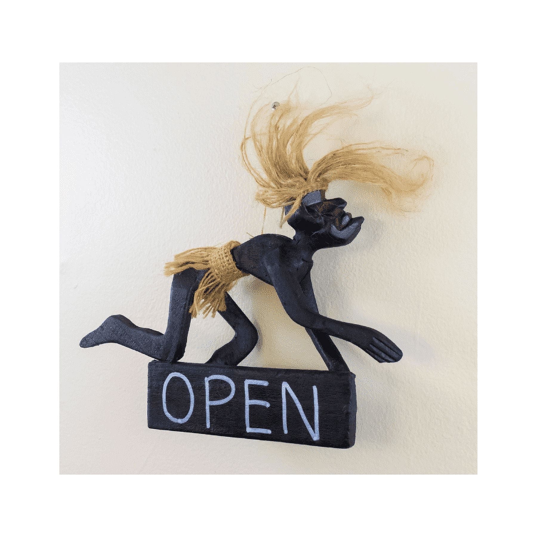 Wooden Handmade Primitive Tribal Statue Open Sign Wall Hanging ...