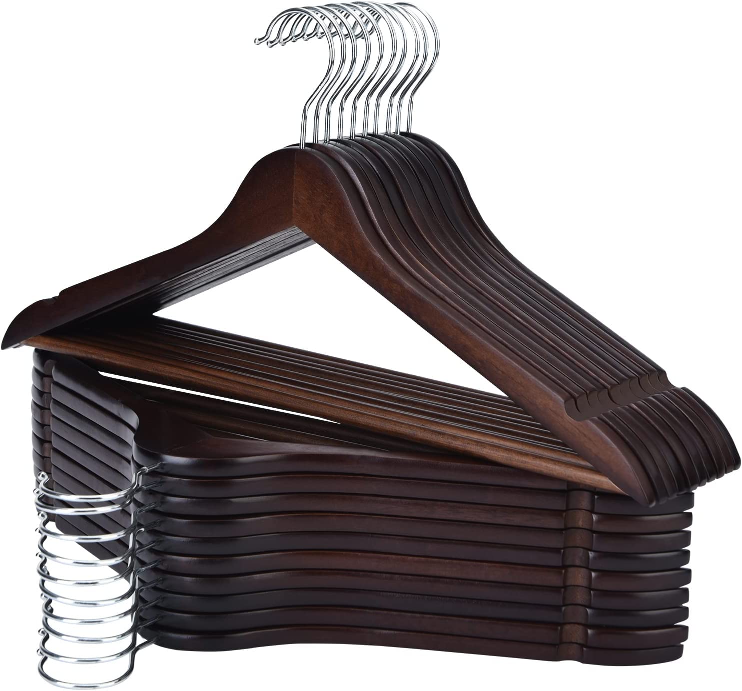Wooden Hangers 20 Pack, Durable and Slim Hangers Wood with Pants Bar ...