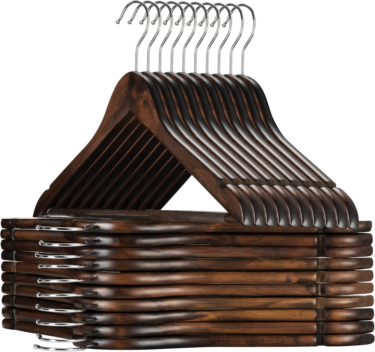 Wooden Hangers - 20 Pack, Heavy Duty, Non Slip Wood Hangers for Coats ...